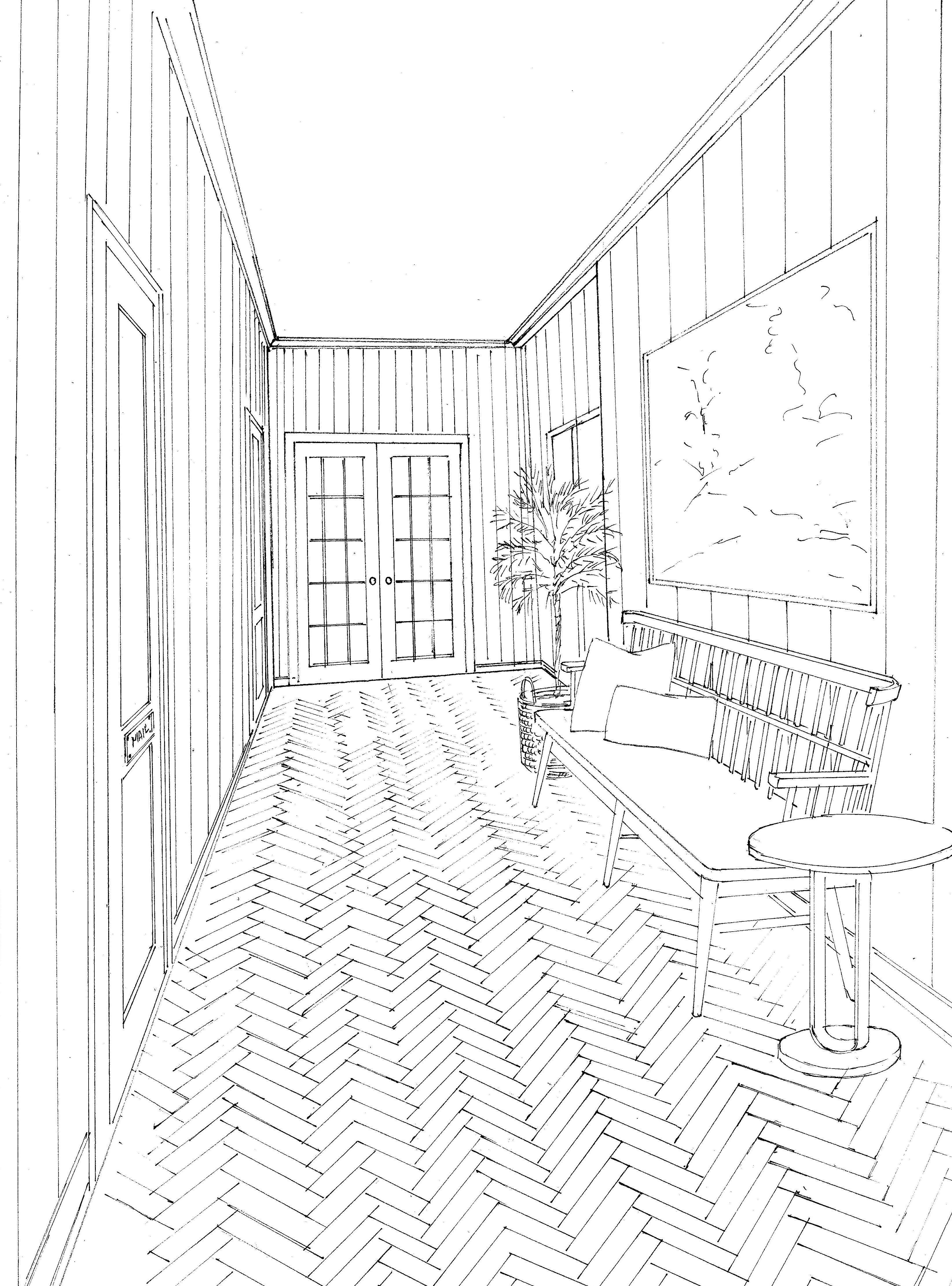 hand-drawn-rendering-hallway-inked – Artist