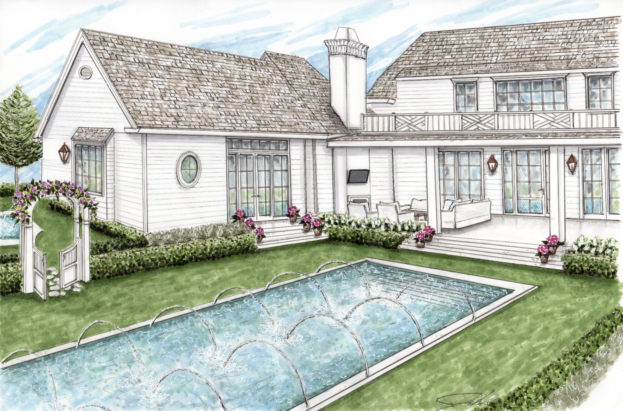EXTERIOR – Hand-Drawn Renderings