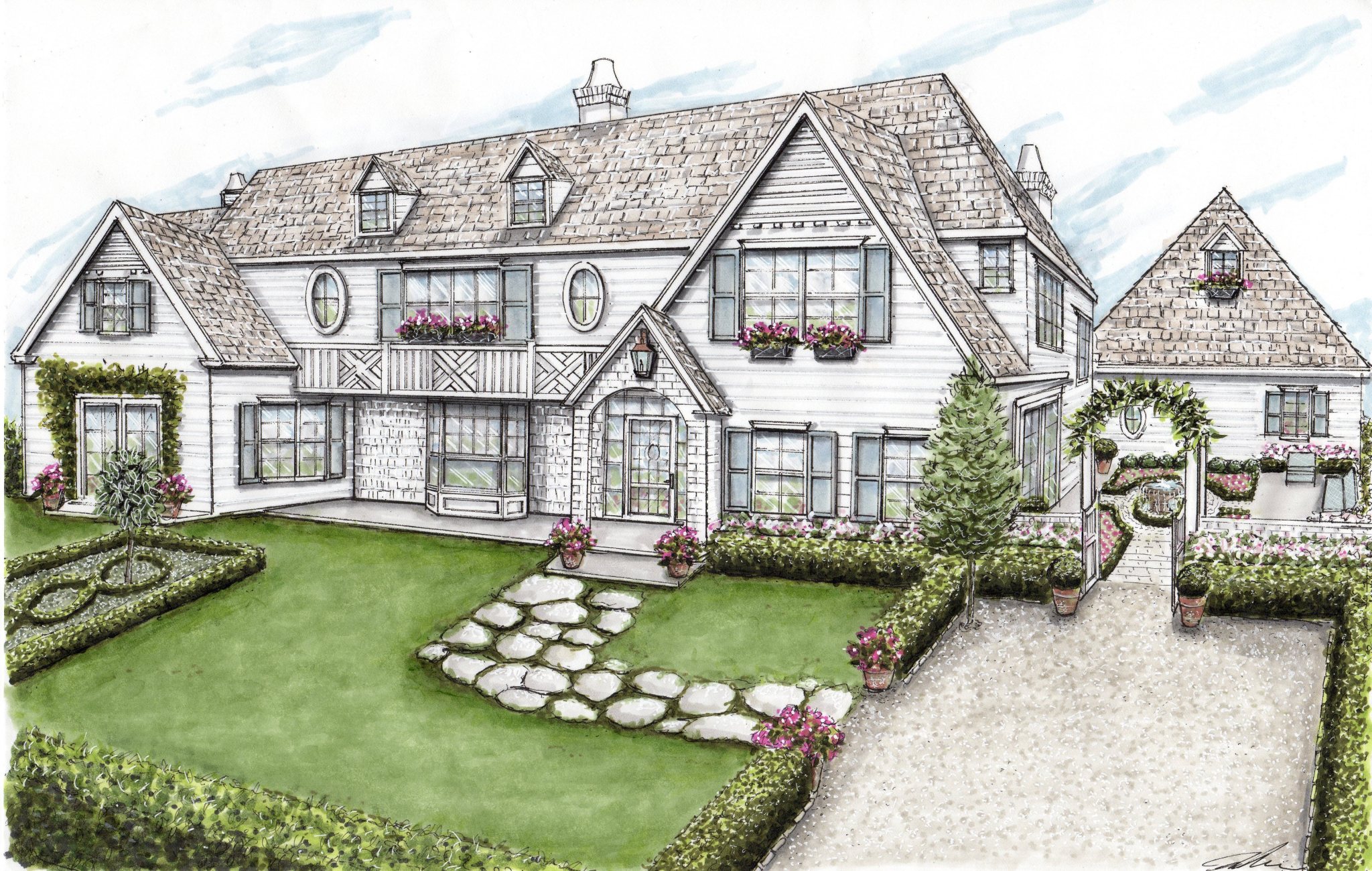EXTERIOR – Hand-Drawn Renderings