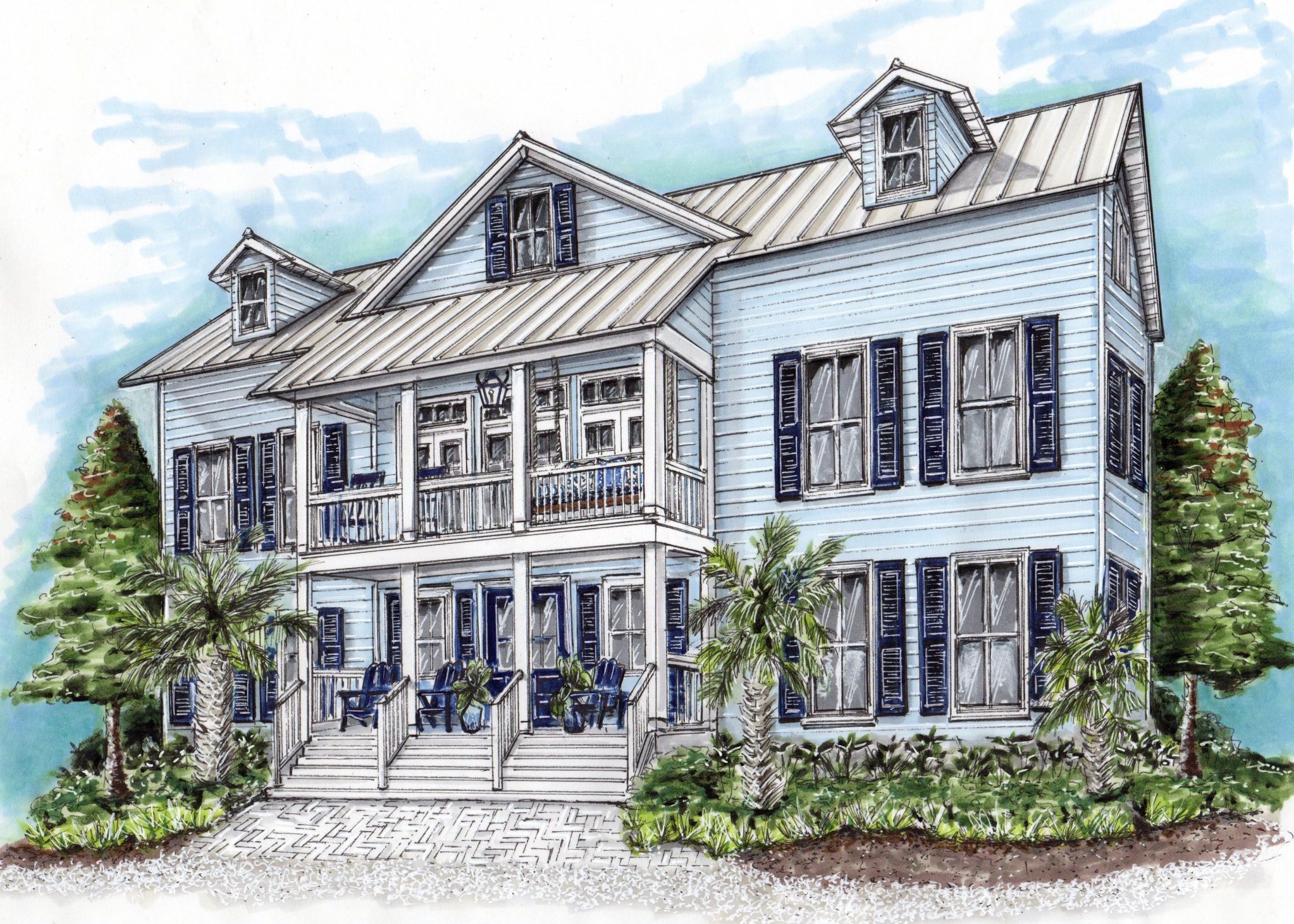 EXTERIOR – Hand-Drawn Renderings